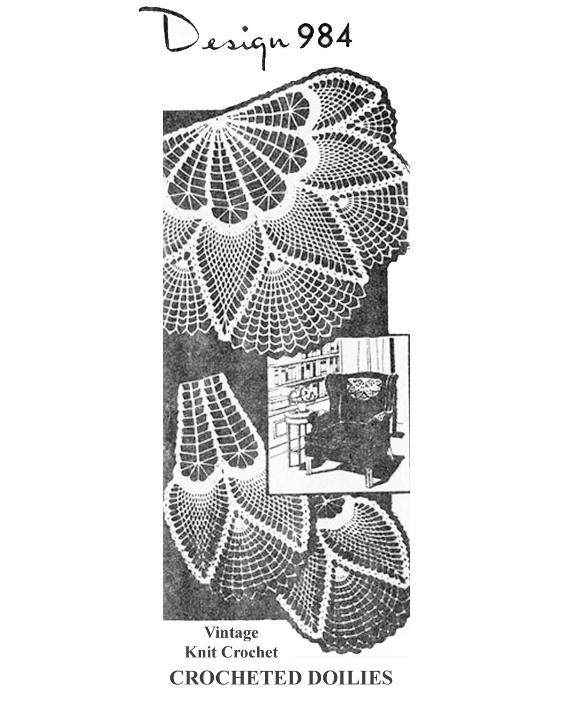 Pineapple Crochet Chair Doily Pattern Set Mail Order Design 984 Laura
