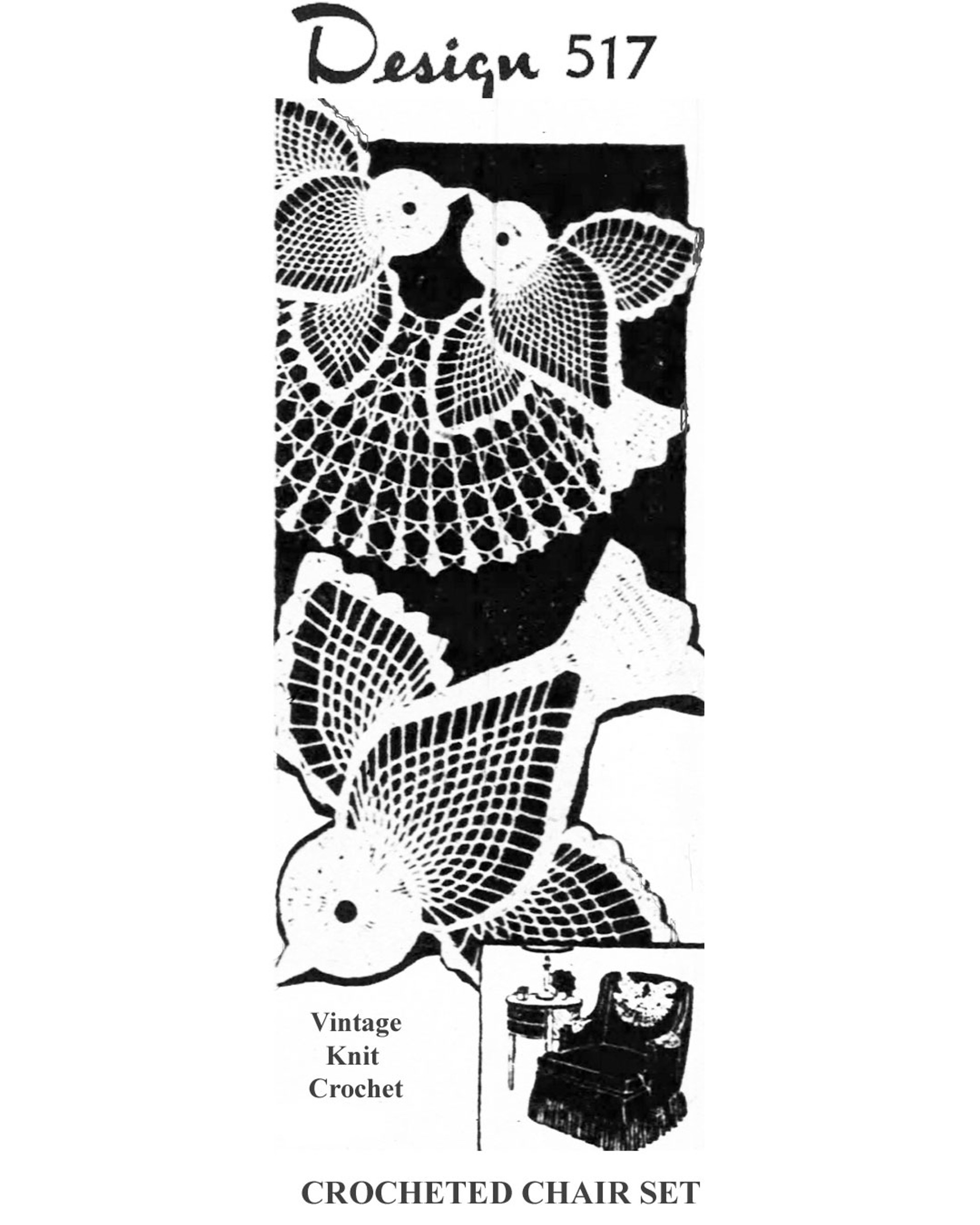 Crochet Love Birds Chair Set Pattern Mail Order 656 Laura Wheeler