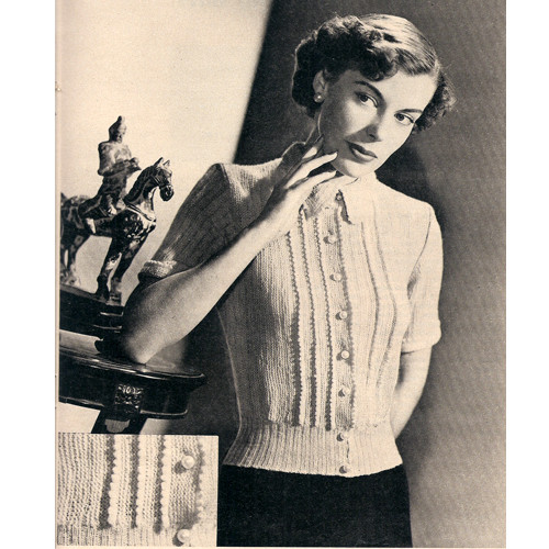 Knitted Short Sleeve Blouse Pattern, Ribbed Panel