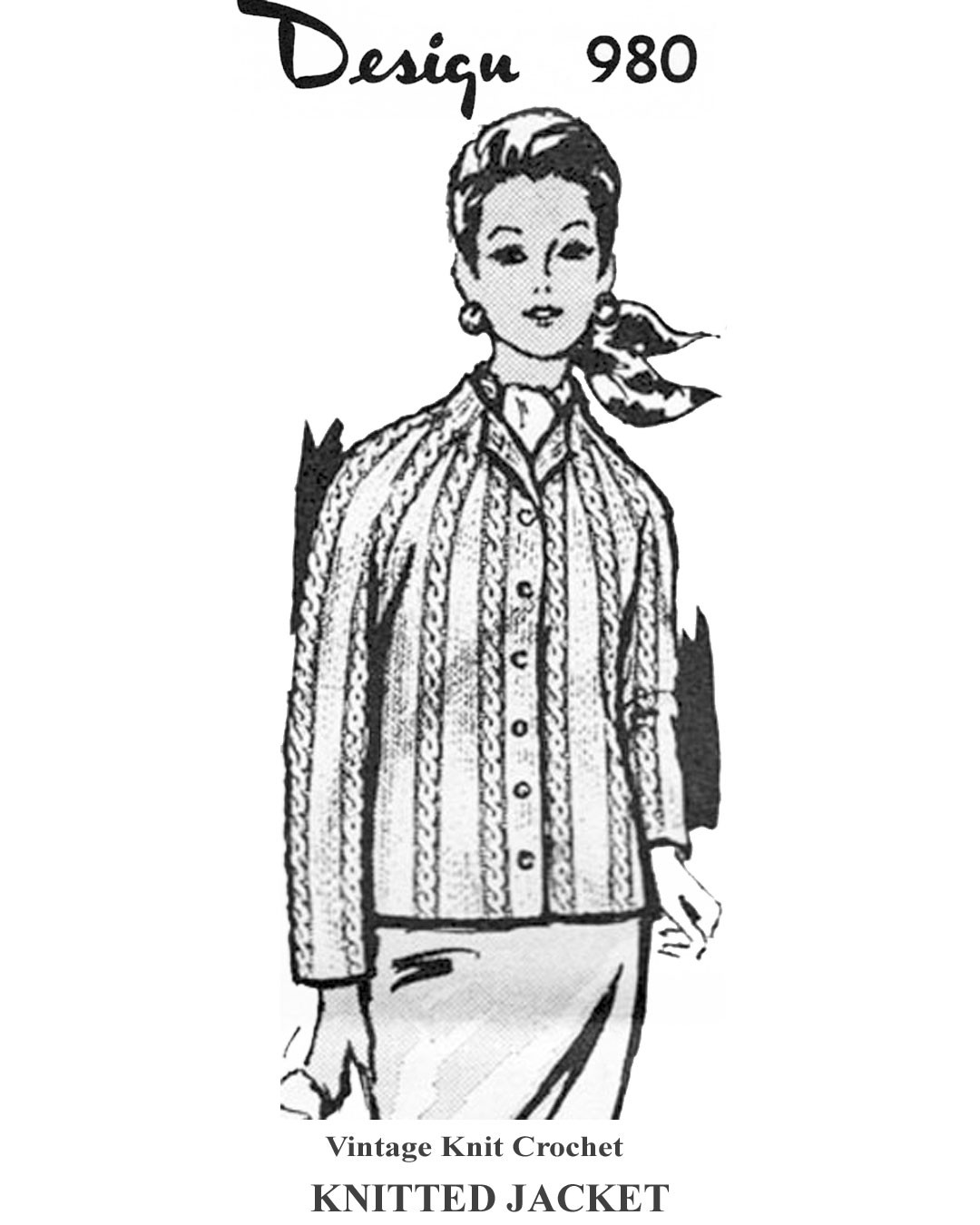 Knitted Cardigan Jacket Pattern, Cable Stitch, Laura wheeler 980, Mail ...
