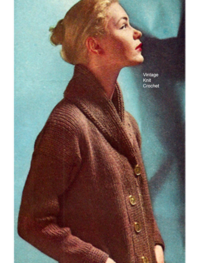 Knitted Coachman Jacket Pattern, Extra Long with Coachman Collar