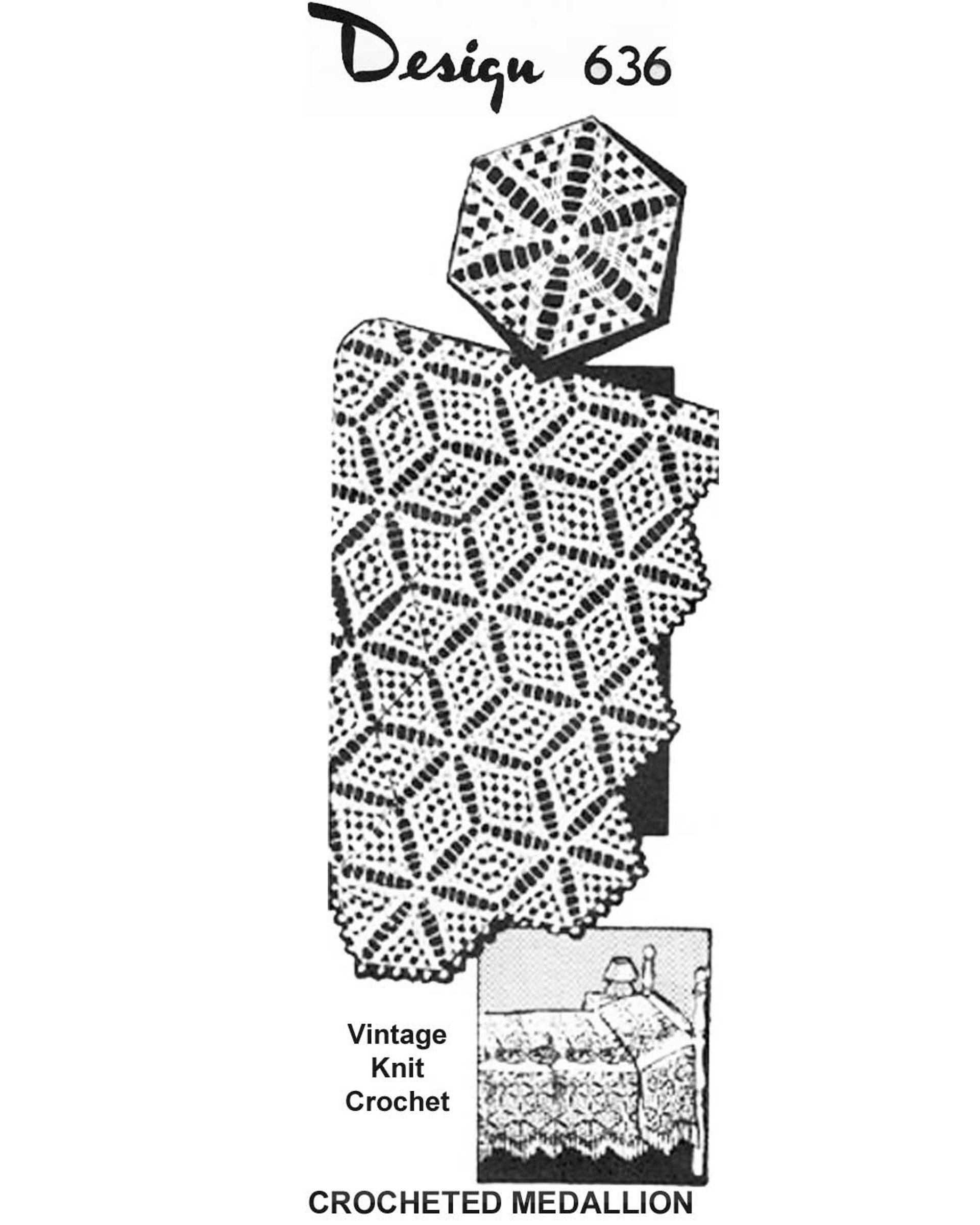 Crochet Star Hexagon Medallion Pattern Cloths Spreads Mail Order 664