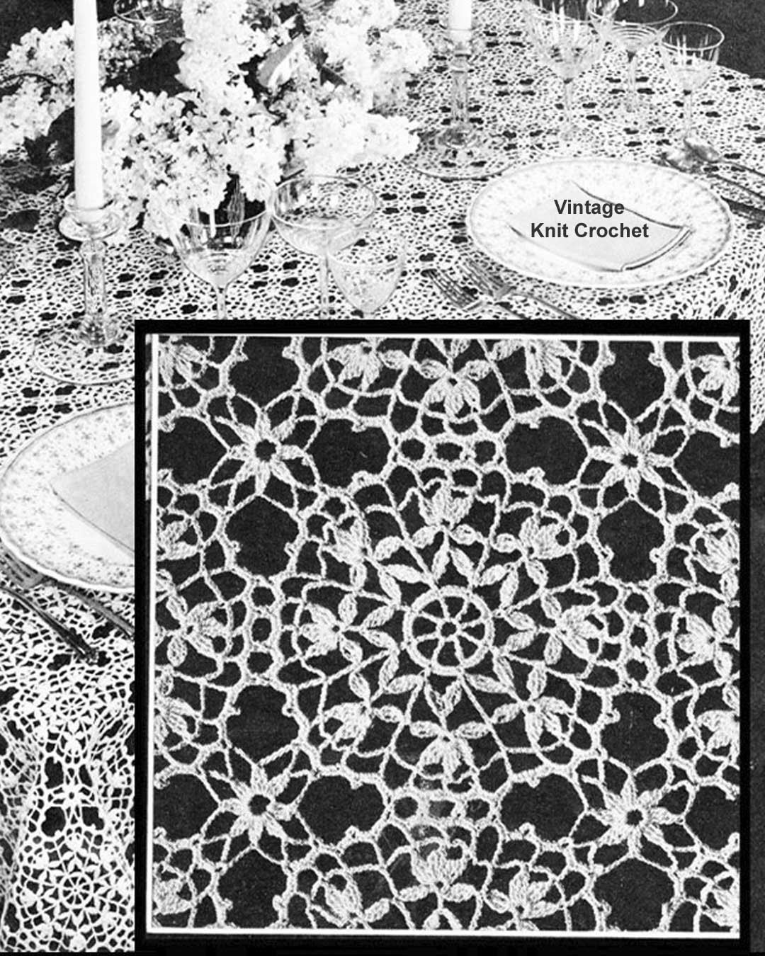 Crochet Pinwheel Square Pattern, Colony Club Tablecloth Runner Pattern