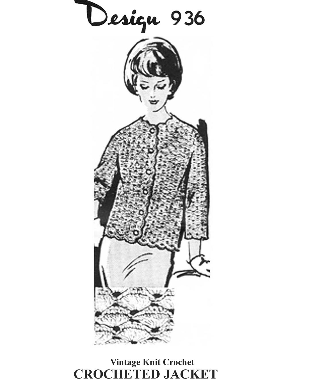 Open Shell Stitch Crochet Jacket Pattern, Plus Size, Laura Wheeler 936