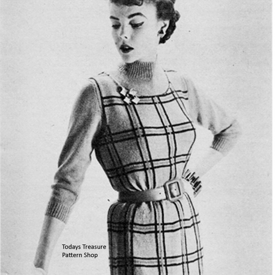 Plaid Jumper Knitting Pattern with Pullover - Vintage Knit Crochet ...