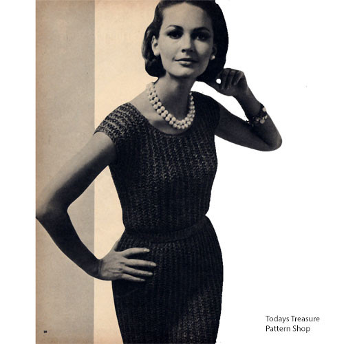 Stockinette Stitch Knit Dress with Draped Neckline