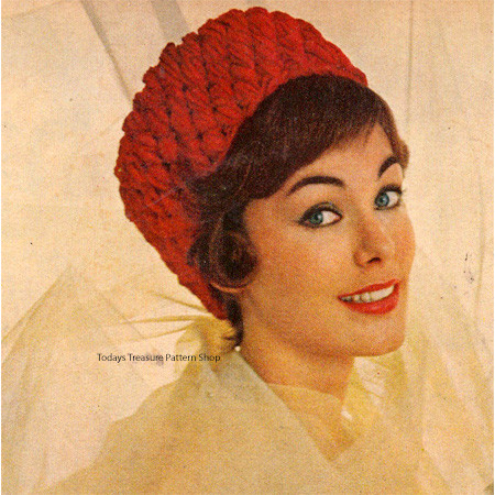 Red Pillbox Hat Pattern Crocheted in Puff Stitch