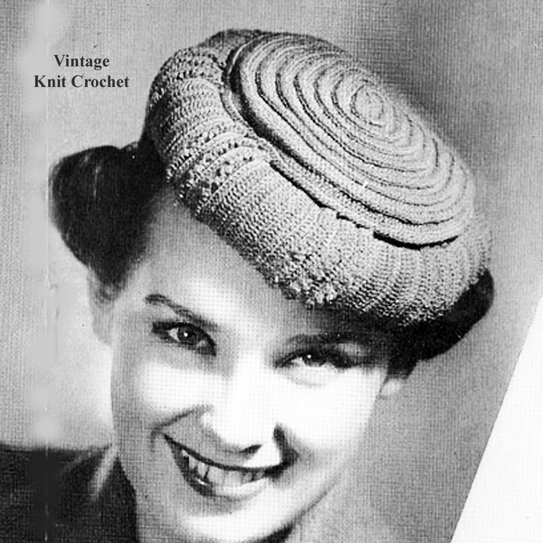 Crochet Sailor Styled Hat Pattern in Nylon, Vintage 1950s