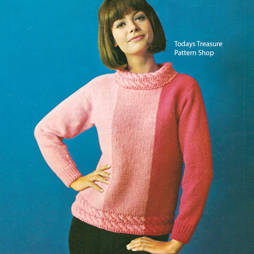 Misses Knitted Striped Sweater Pattern