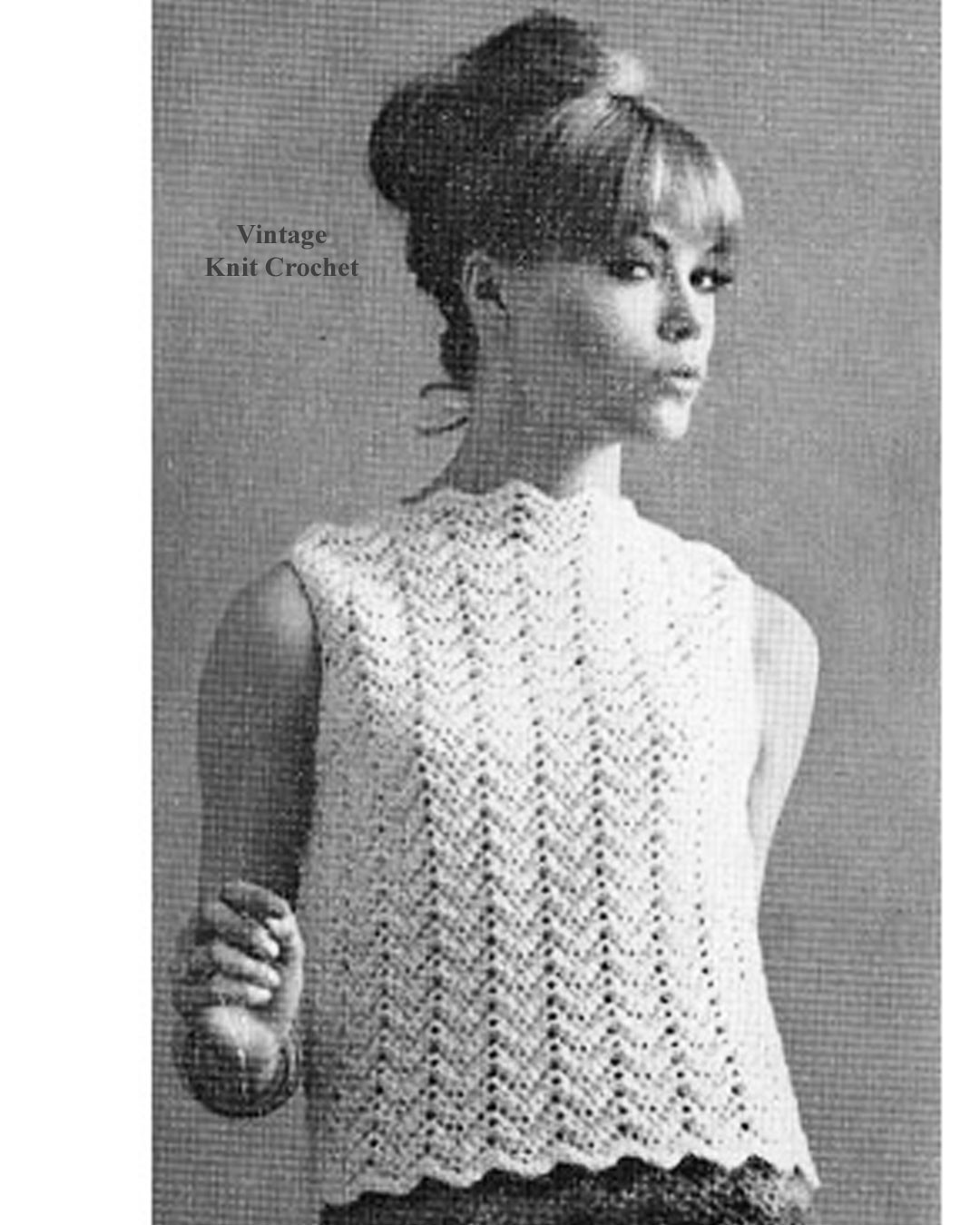 Ripple Motif Crocheted Shell Top Pattern Small Medium Large