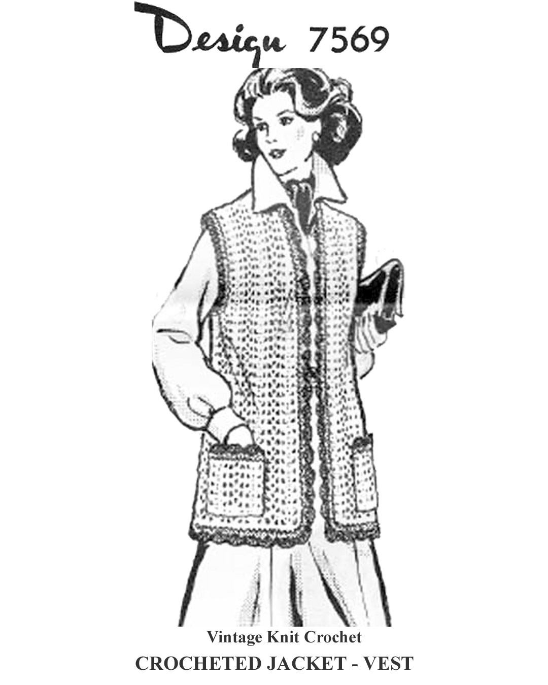 Womans Crochet Vest Pattern, Shell and Open Stitch, Design 7569, Alice ...