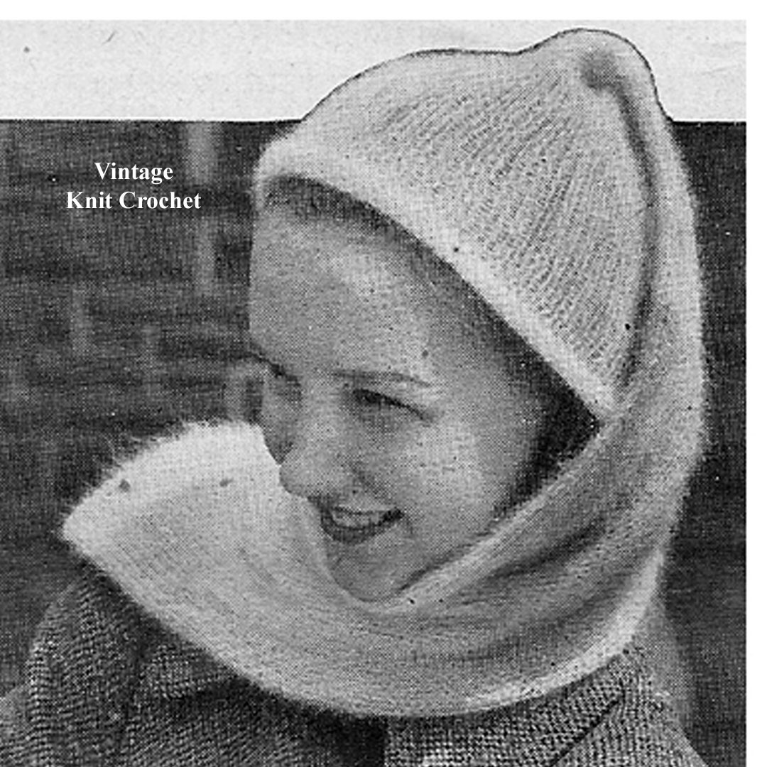 Vintage Stocking Tube Hat Scarf Knitting Pattern