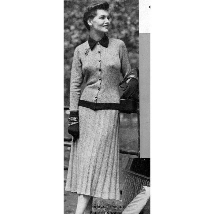 Two Piece Knit Ribbed Dress Pattern Medium Large