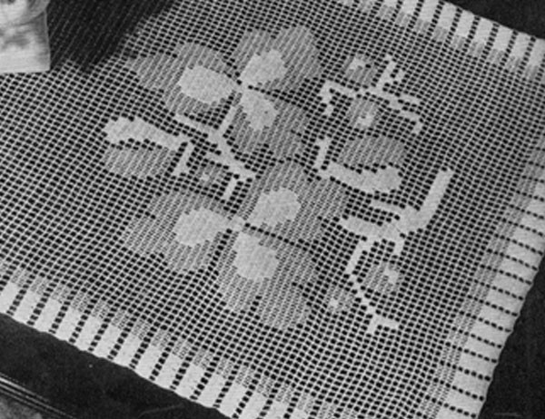 Filet Crocheted Runner Pattern Sunshine Shadows No 7281