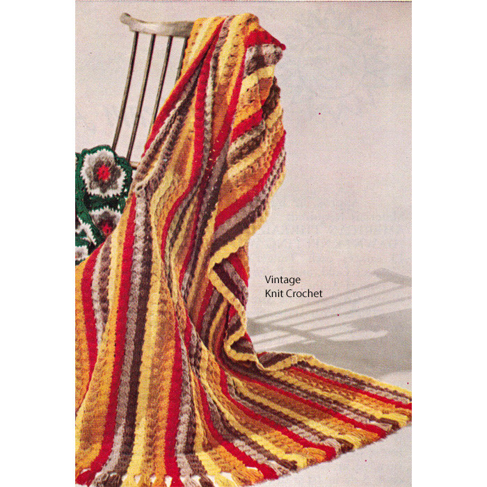 Vintage Crochet Stripe Afghan Pattern in Shell Stitch