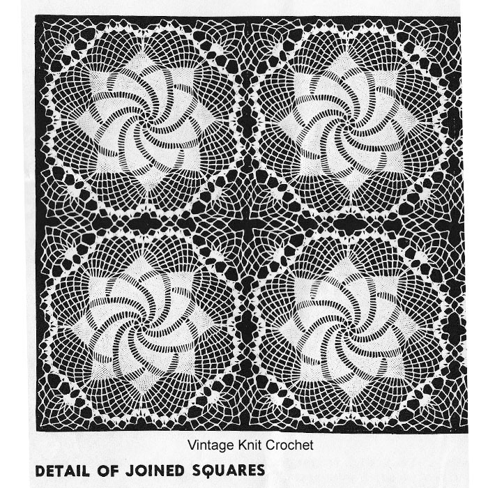 Crocheted Pinwheel Cloth Square Pattern, Design 7068