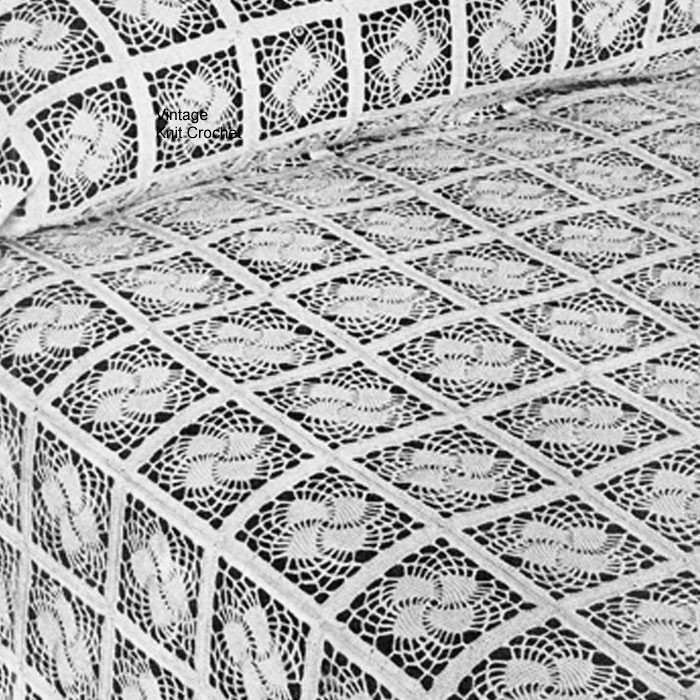 Crochet Steeplechase Square Pattern Bedspread A-108