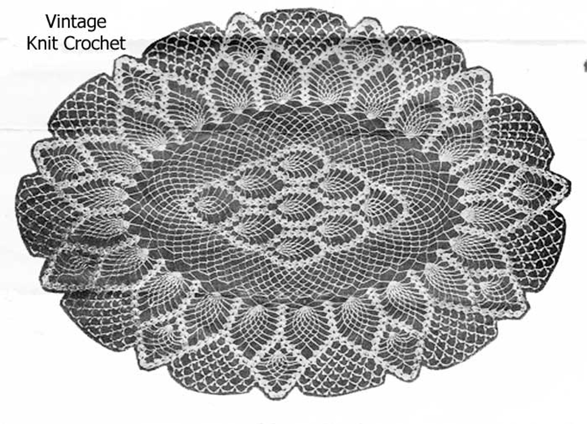 Crochet Oval Pineapple Doily Pattern Mail Order 7193 Alice Brooks