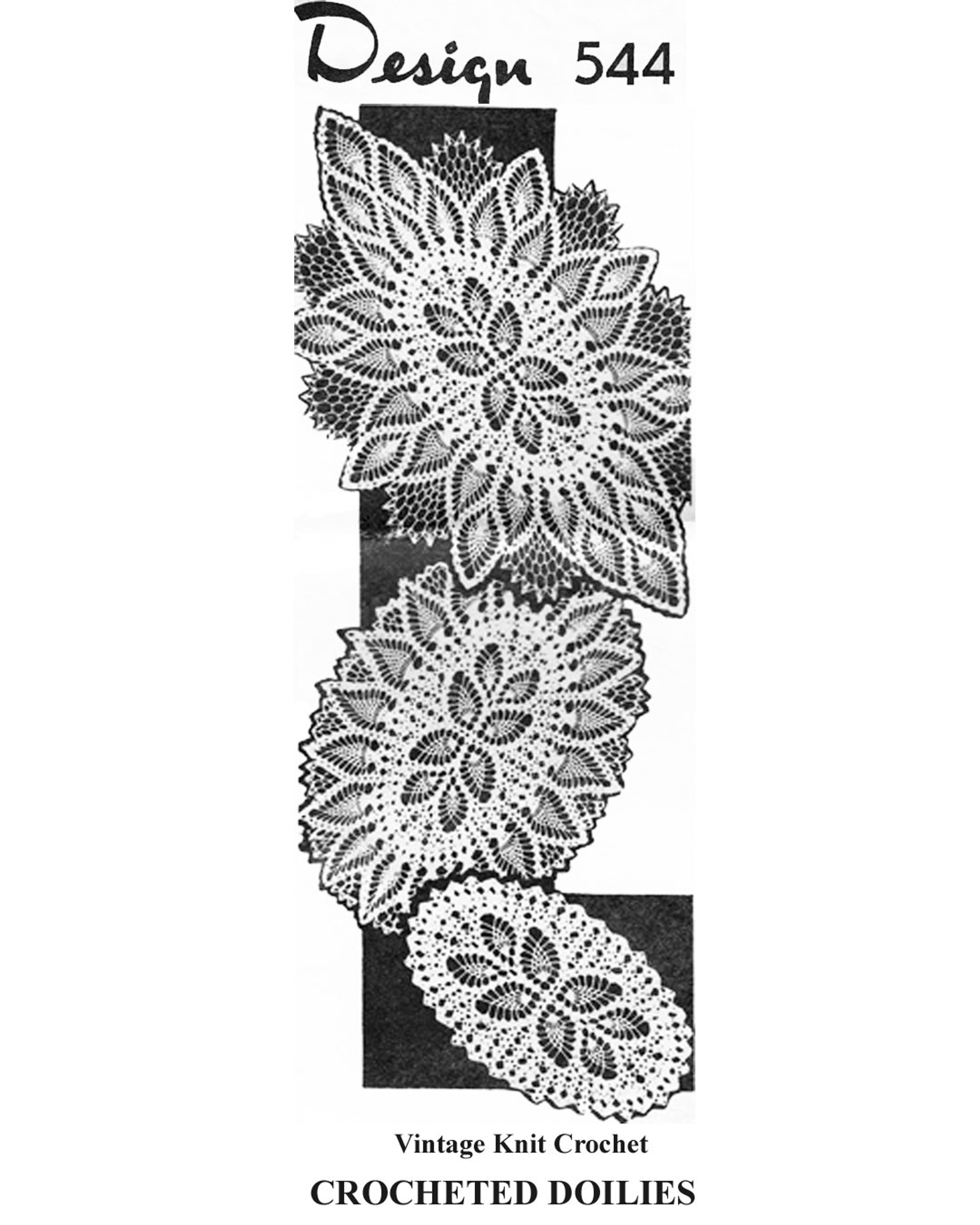 Crochet Oval Pineapple Doilies Pattern Small Medium Large Mail Order