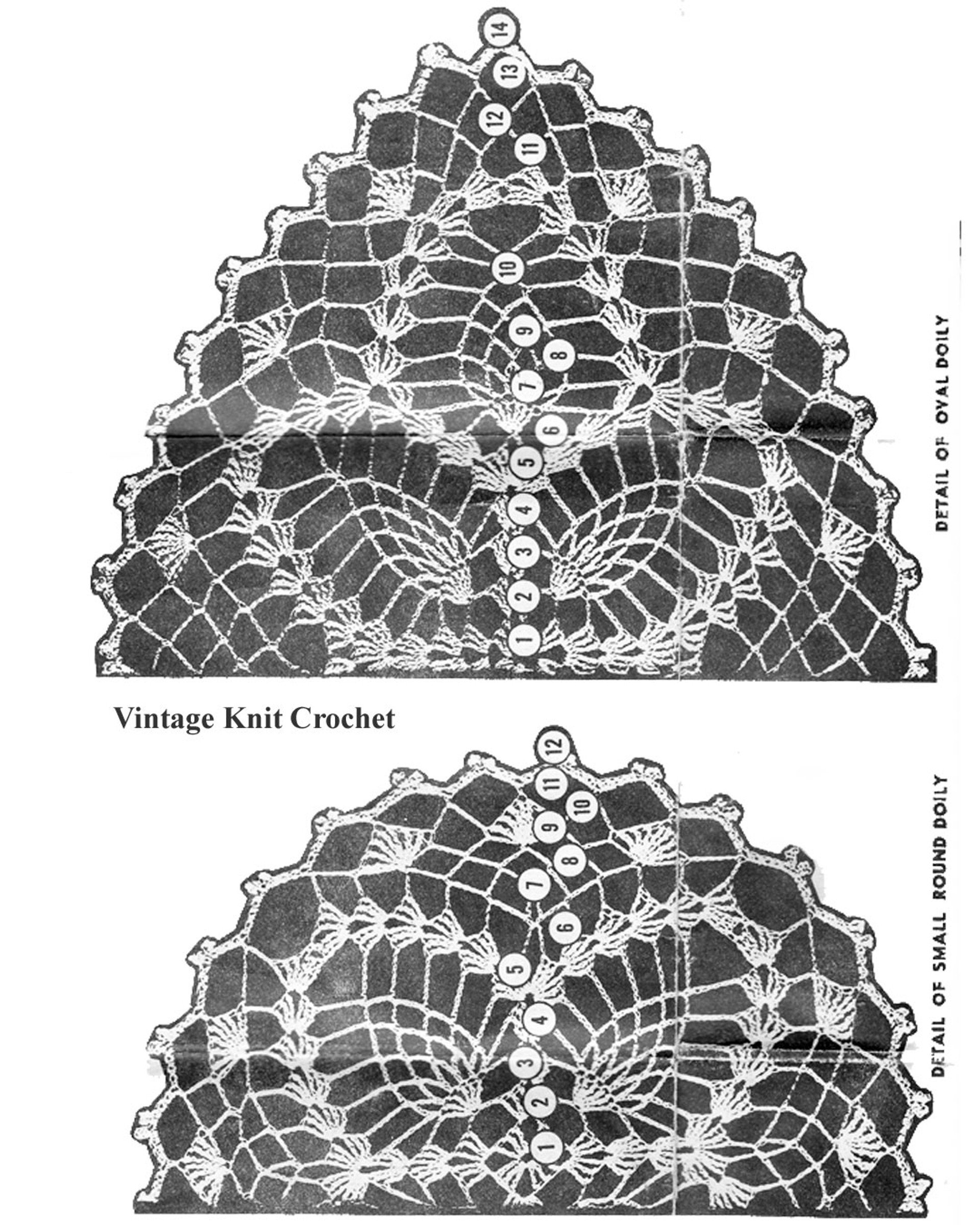 Crocheted Doilies Pattern Round Oval Designs With Pineapple Border