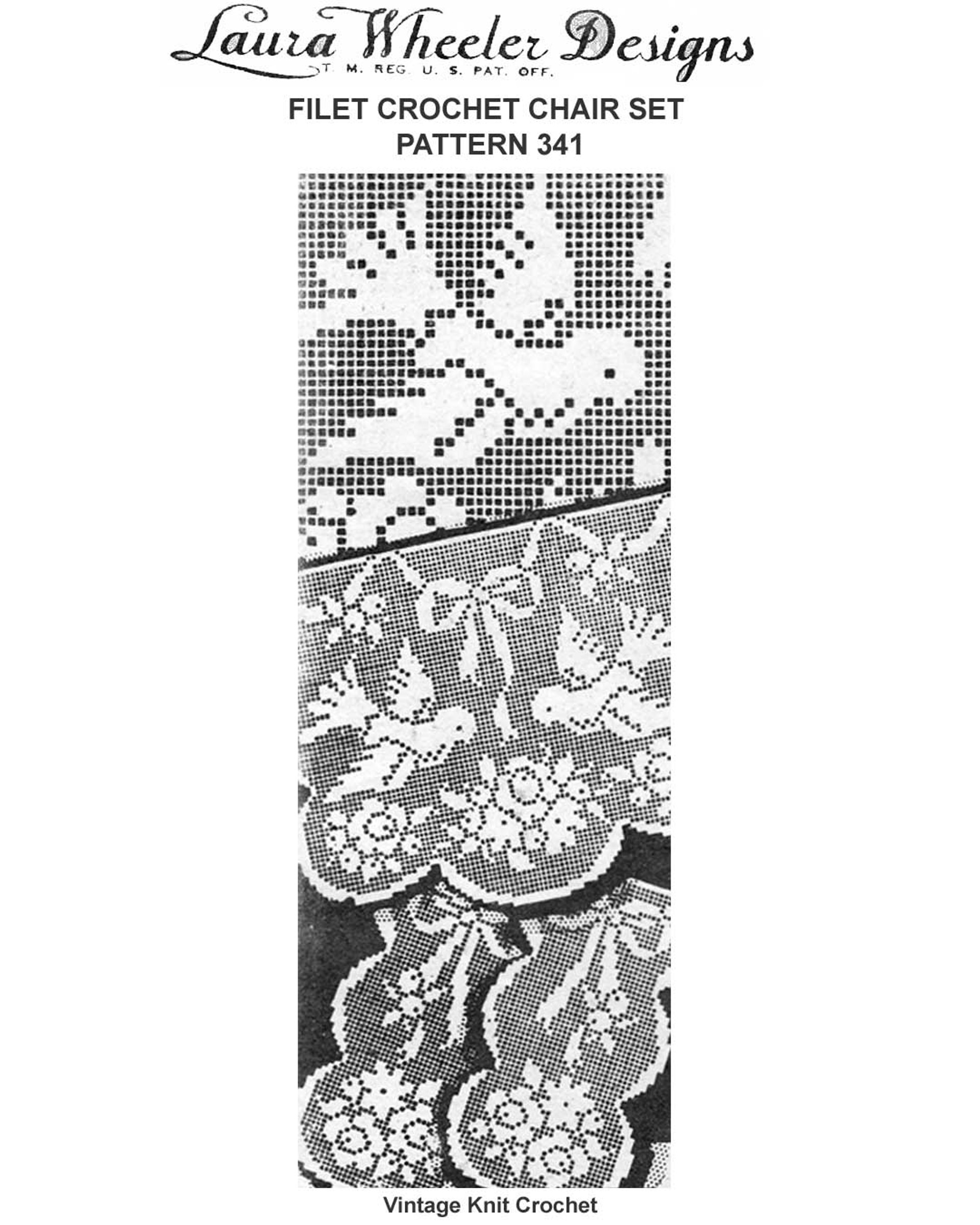Filet Crochet Bluebird Rose Chair Set Pattern Laura Wheeler 341