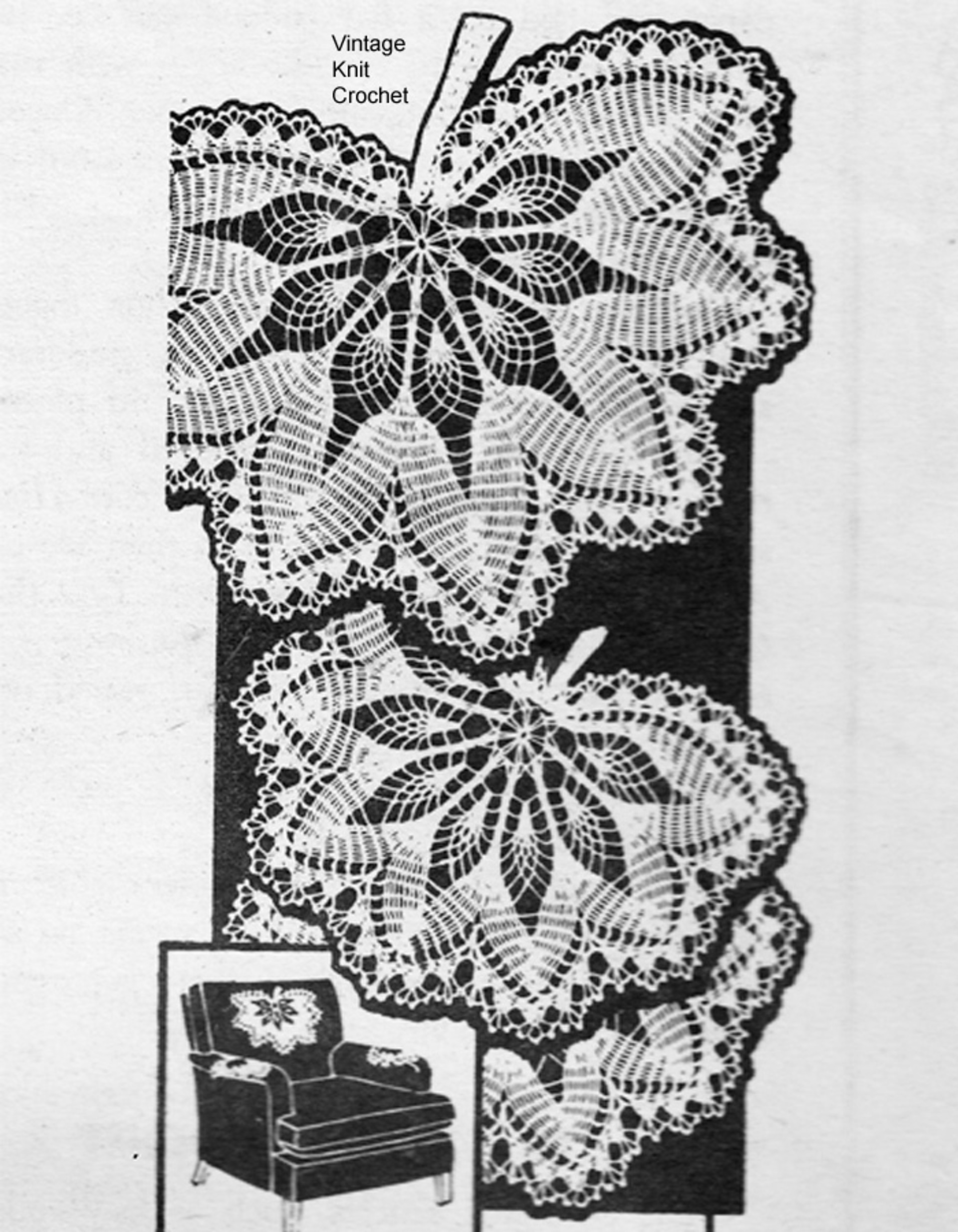 Crocheted Leaf Doilies Mats Chair Set Laura Wheeler 860 Mail Order