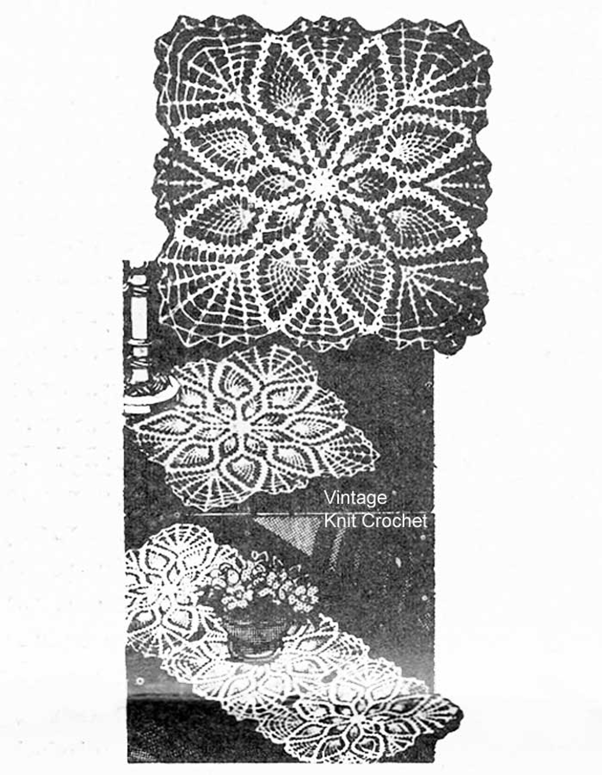 Crochet Pineapple Square Pattern Tablecloth Runner Doily Alice