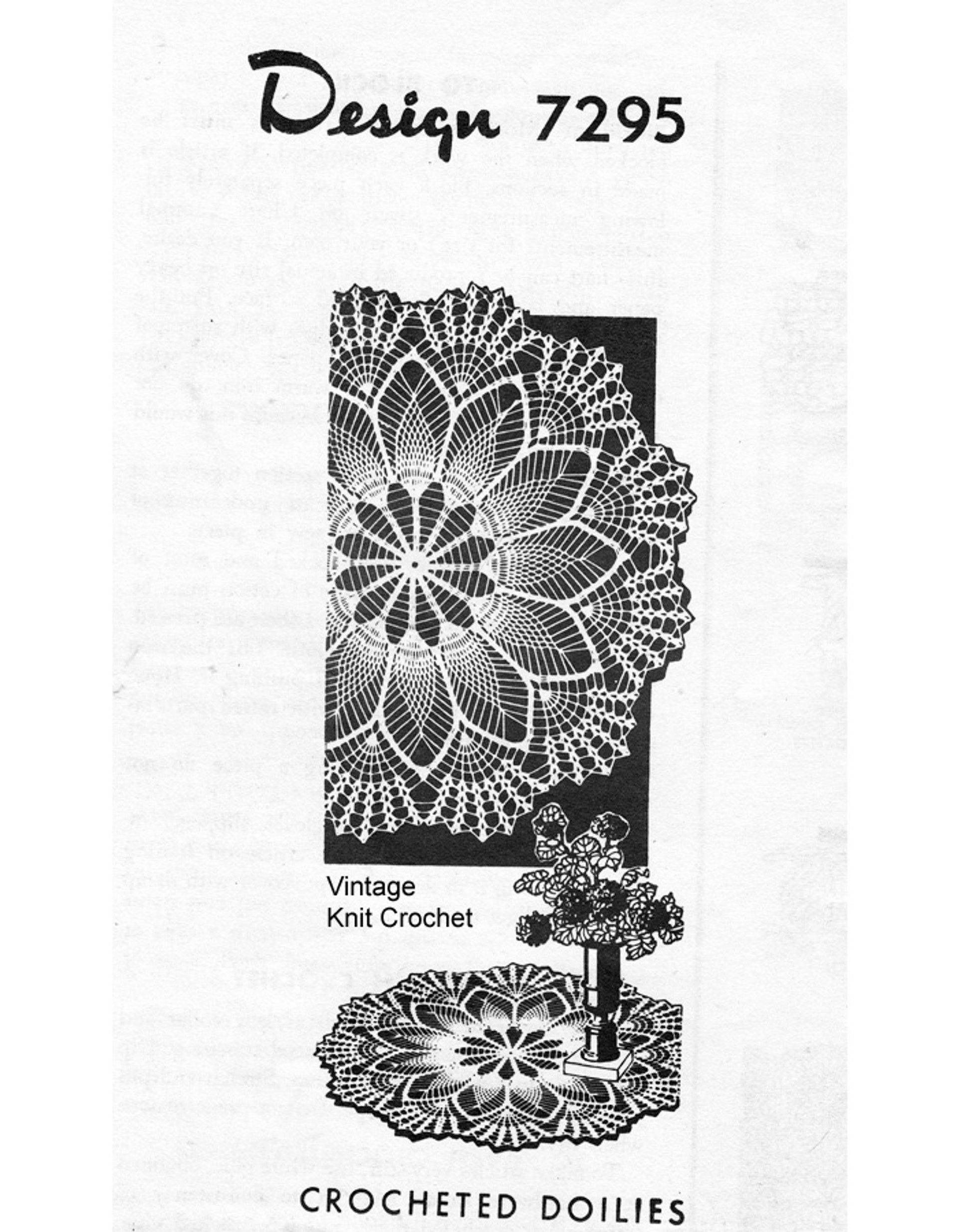 Crochet Pineapple Shell Doily Pattern Large Small Alice Brooks 7295