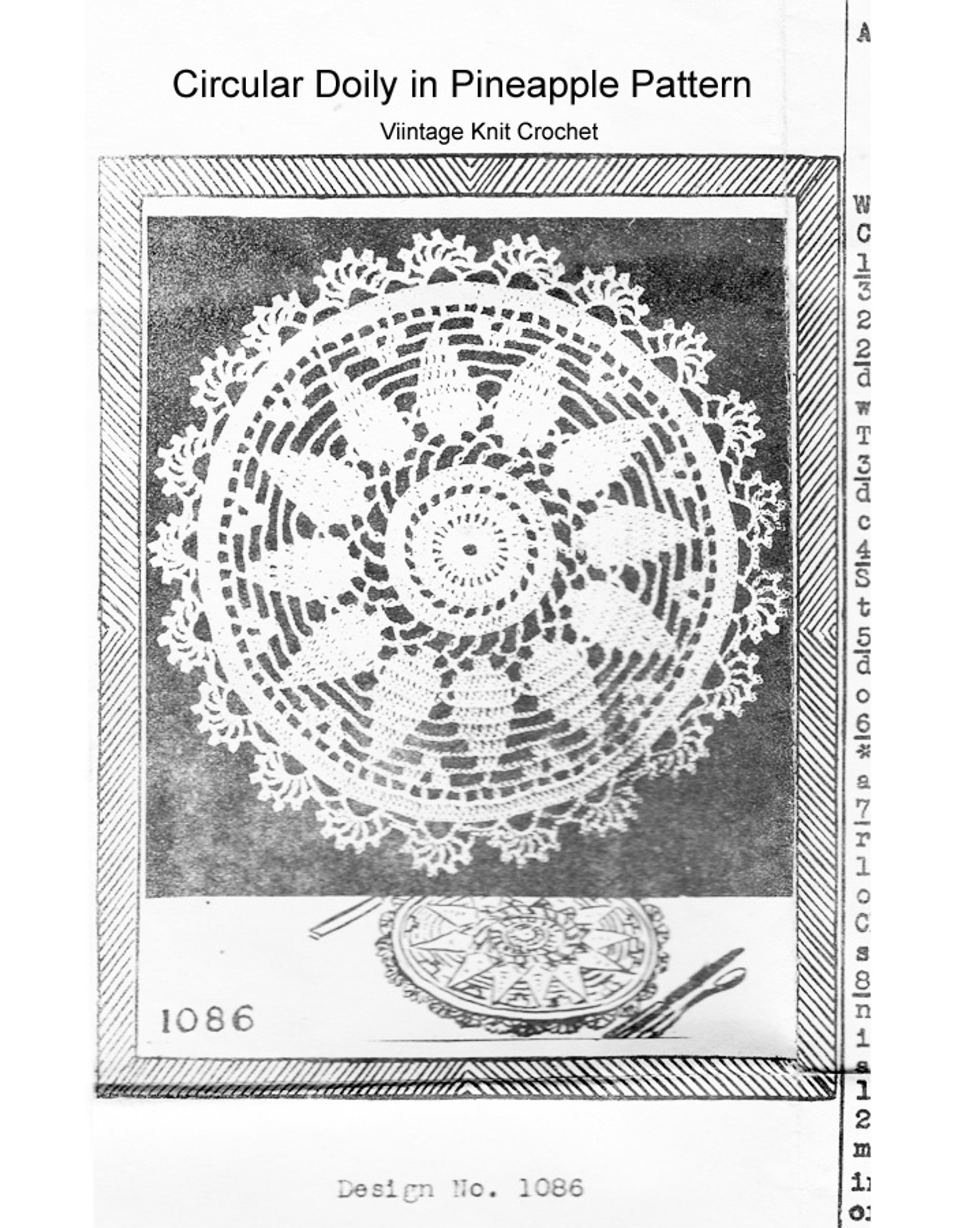 Crocheted Star Doily Pattern Pineapples Mail Order E 1102
