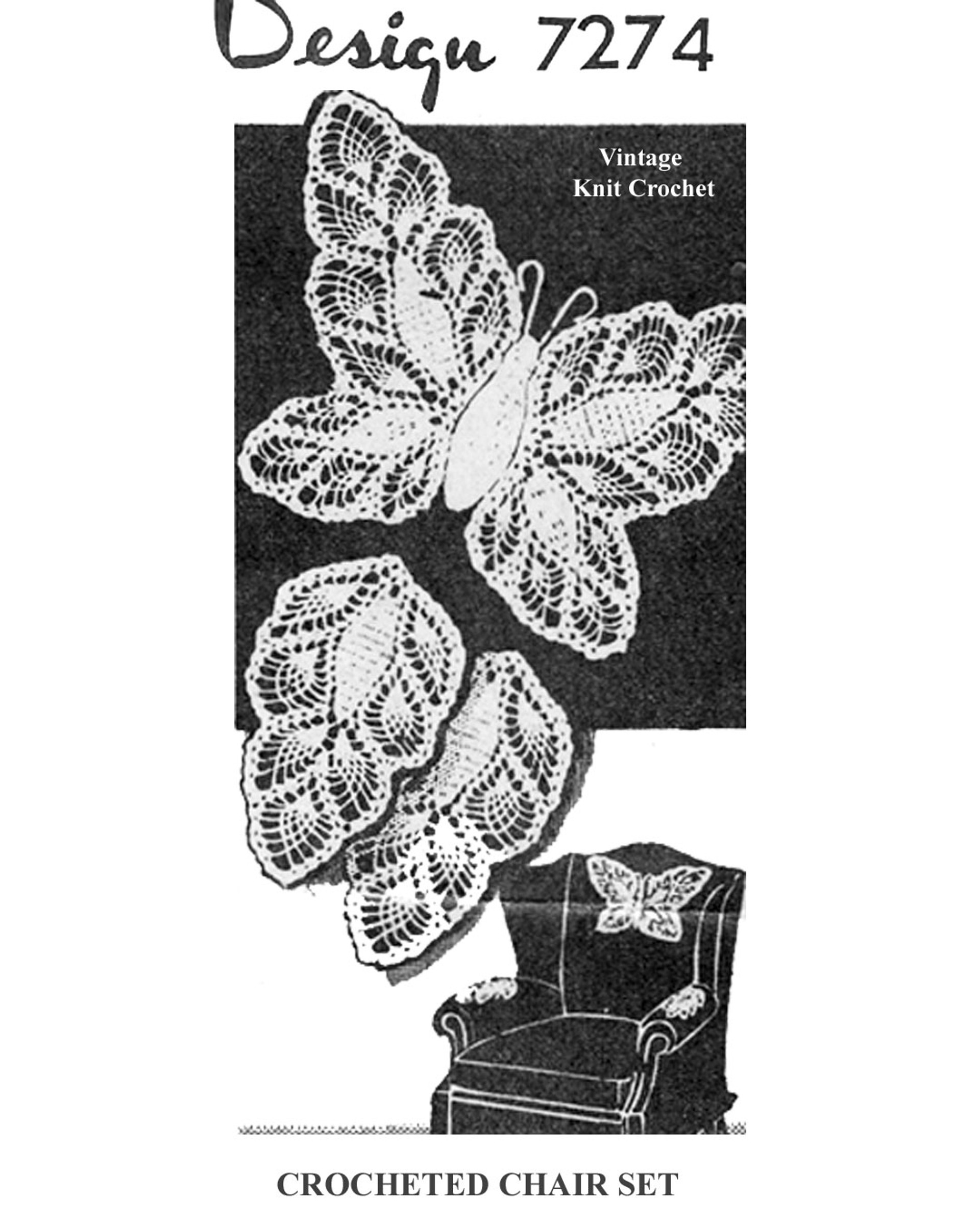 Crochet Butterfly Chair Doily Pattern Set Alice Brooks 7274