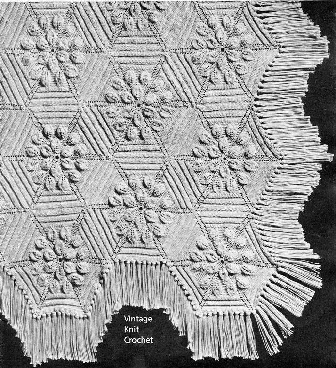 Knitted Bedspread Pattern, X-Blocks - Vintage Knit Crochet Pattern Shop