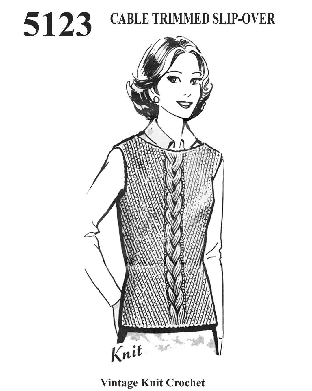 Cable Top Overblouse Knitting PDF Pattern Small Medium Large