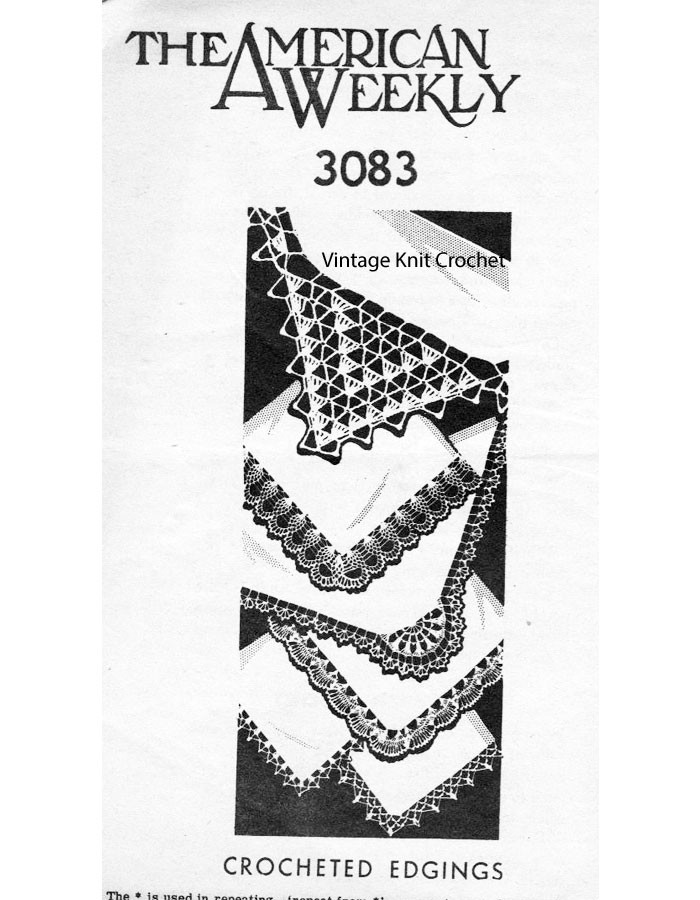 Crochet Handkerchief Edging Pattern, Mail Order Design 7339