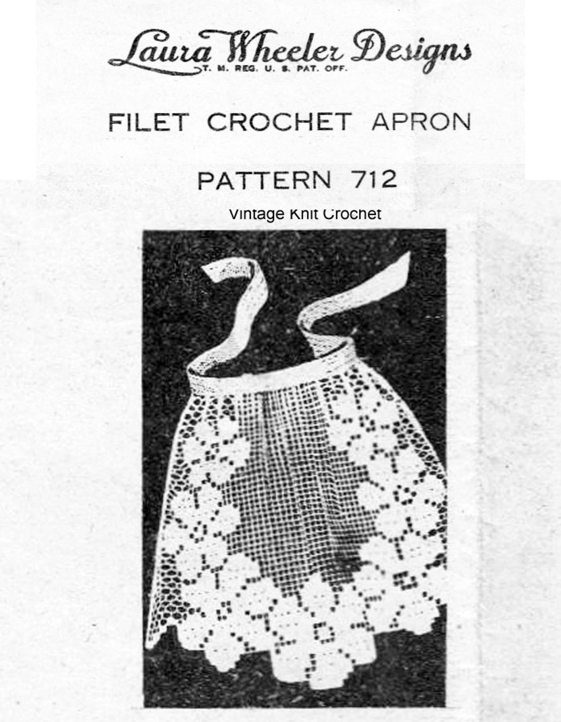 Filet Crochet Half Apron Pattern Flowers Laura Wheeler 712 Mail Order
