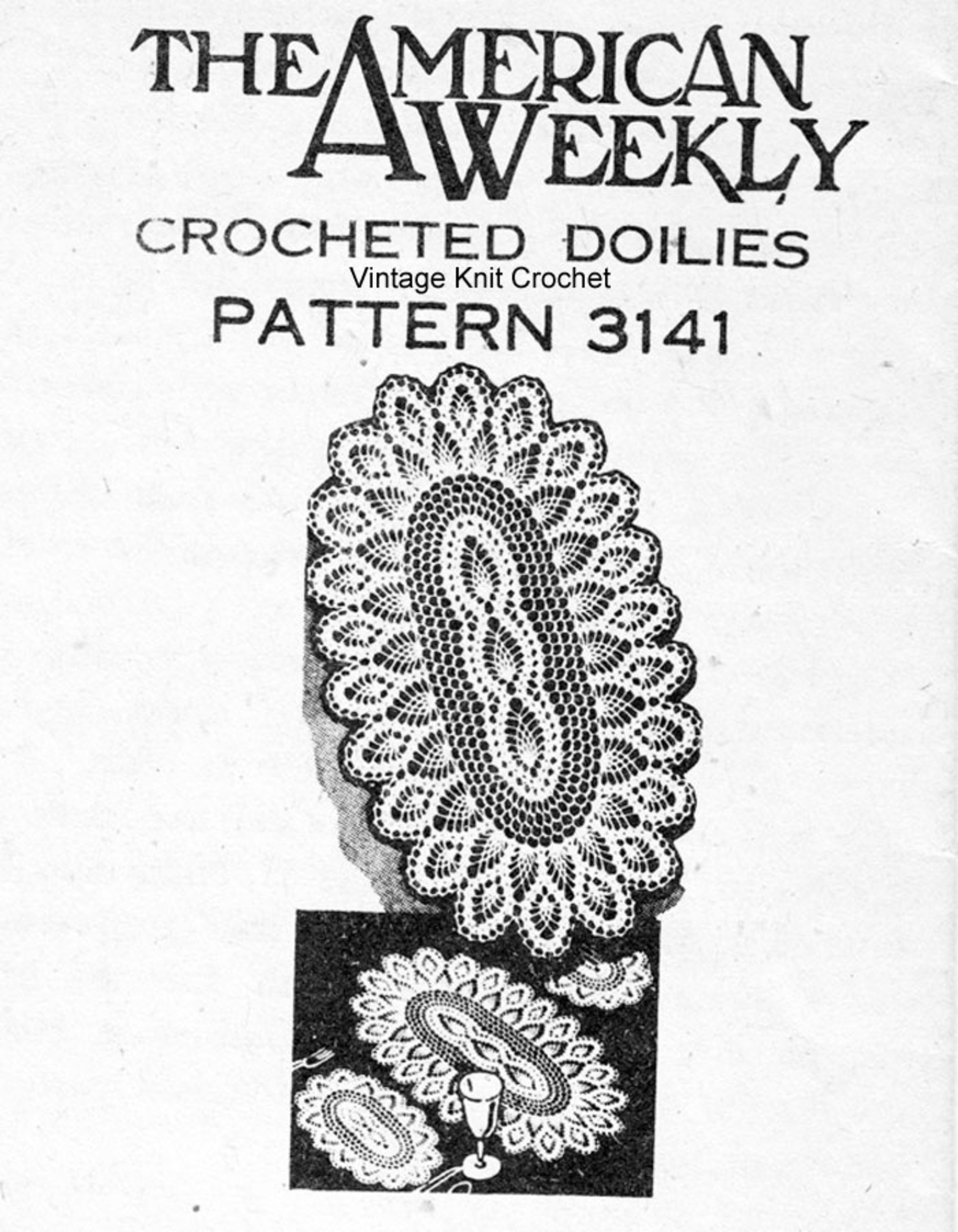 Crochet Oval Luncheon Set Pattern Pineapple Stitch Large Small Mail