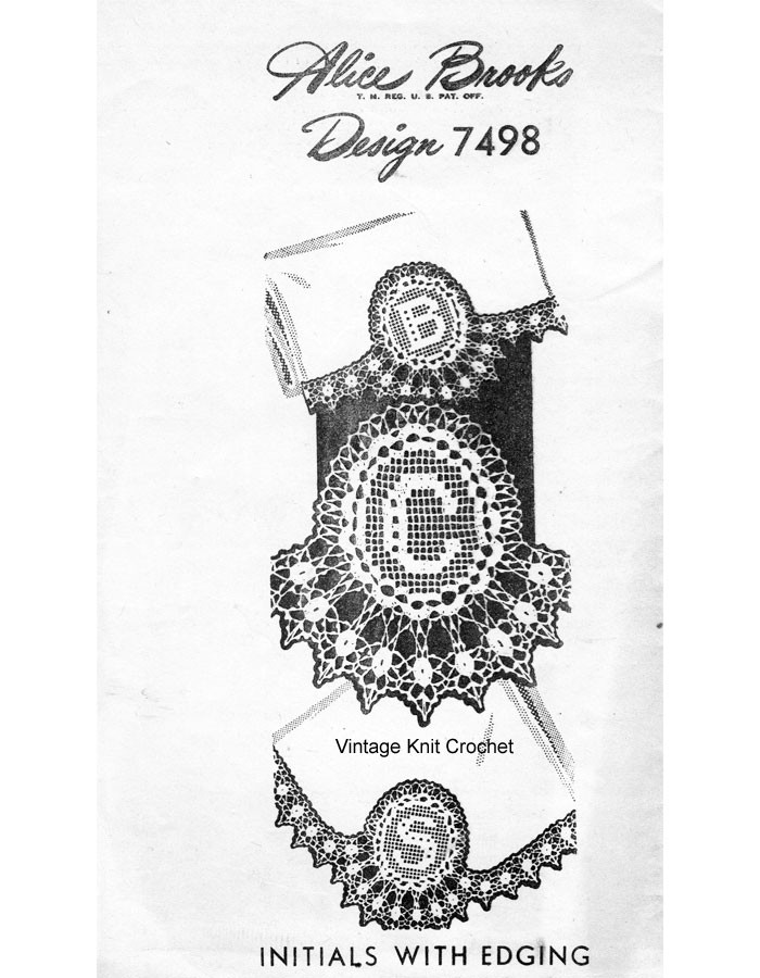 Filet Crochet Monogram, Initials with Edging Pattern, Mail Order Design ...