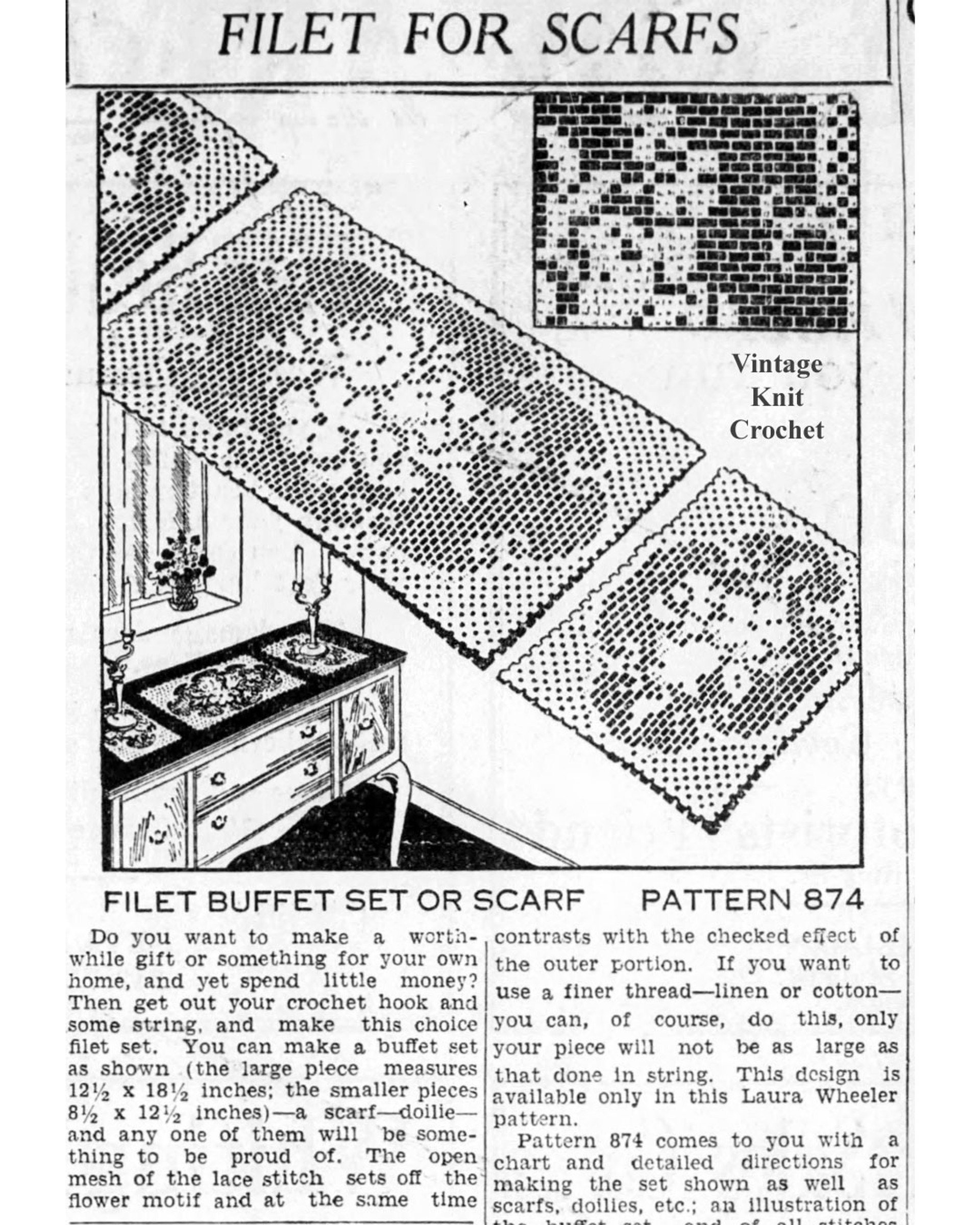 Filet Crochet Rose Centerpiece Doily Pattern No R 2957 Mail Order