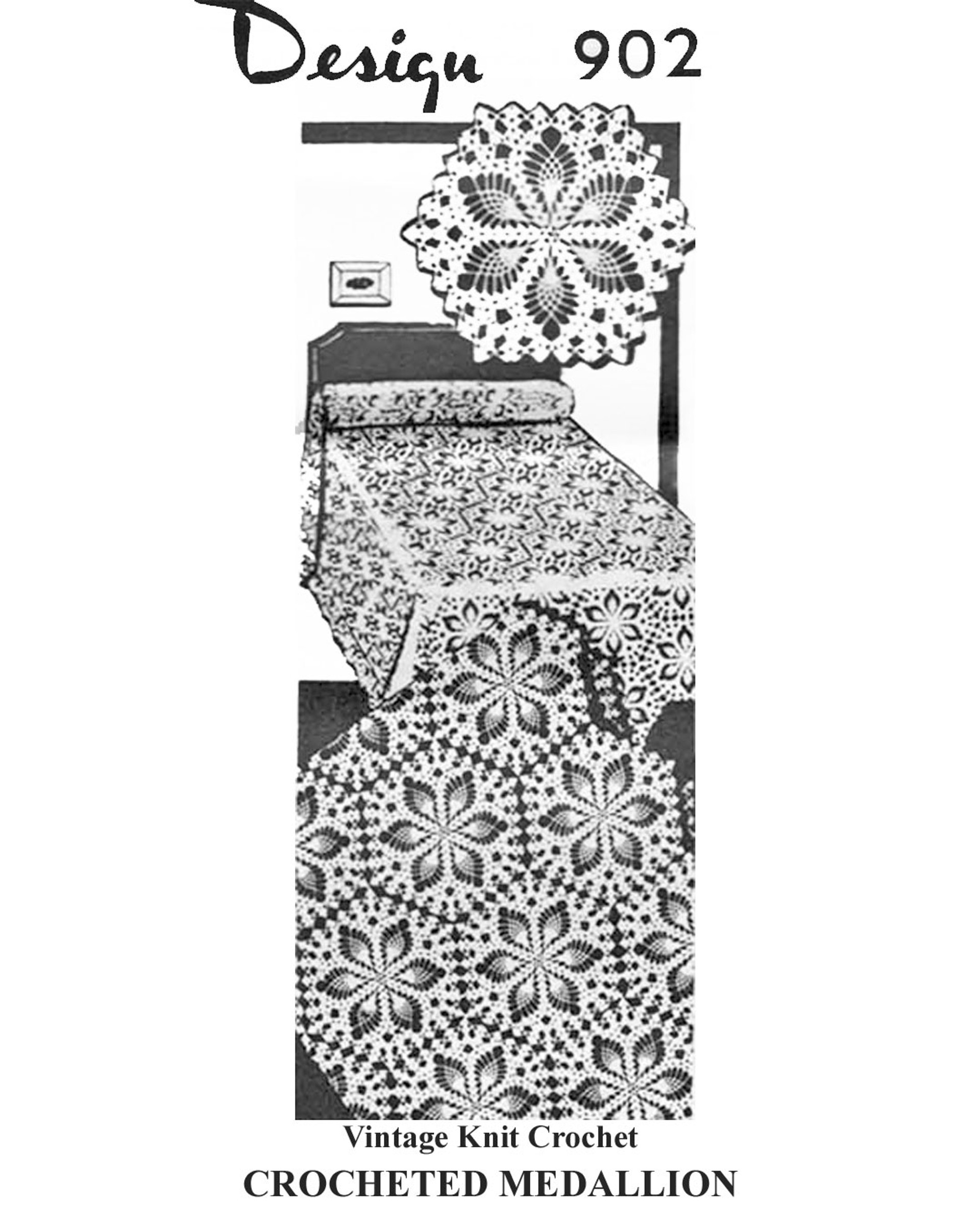 Crochet Hexagon Medallion Pattern Pineapple Design 902 Mail Order
