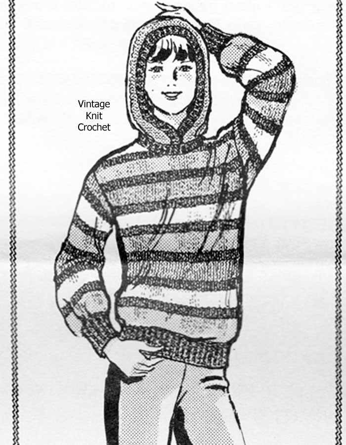 Knitted Pullover Pattern, Striped with hood, Laura Wheeler 766. Mail ...