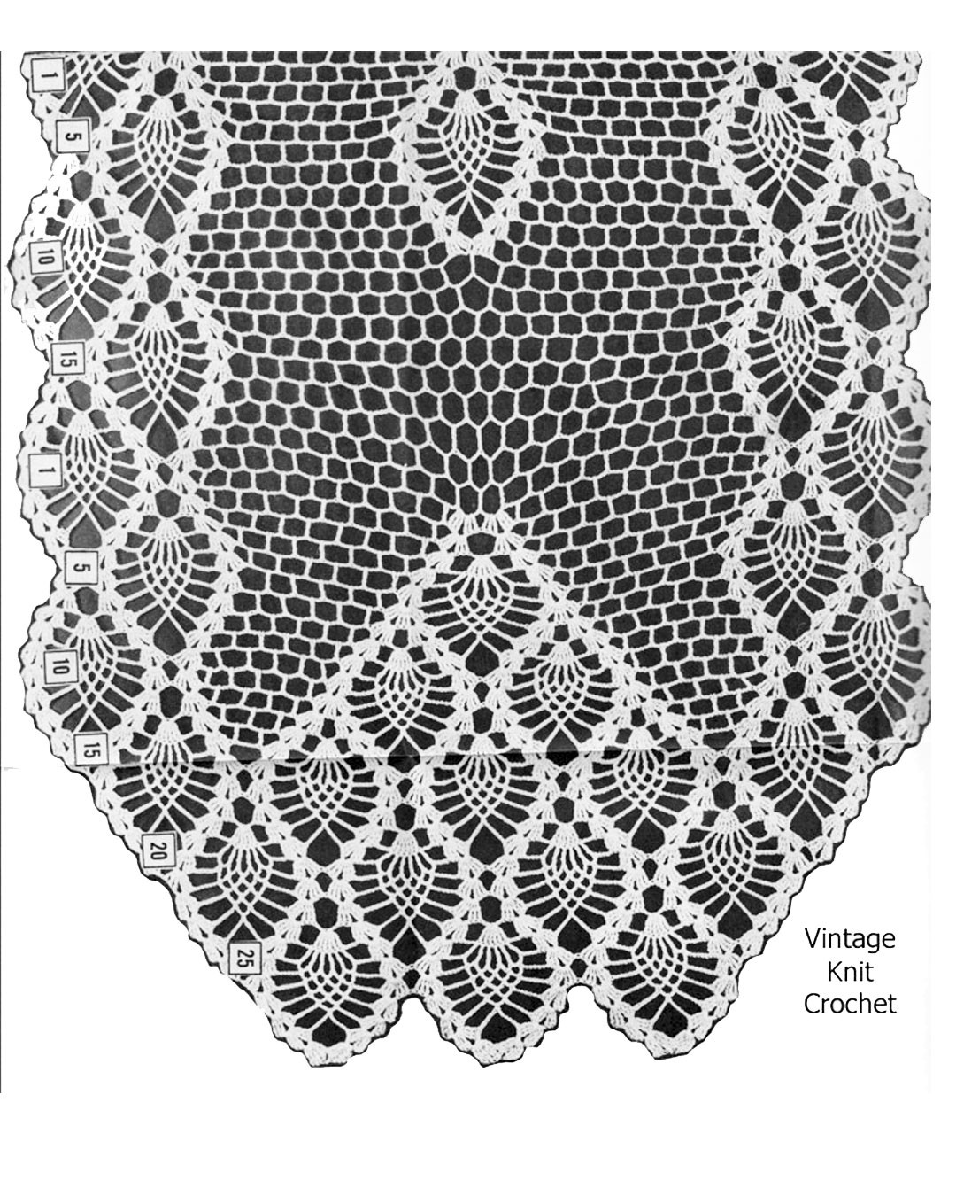 Crochet Pineapple Scarf Mats Pattern small medium large Design 993