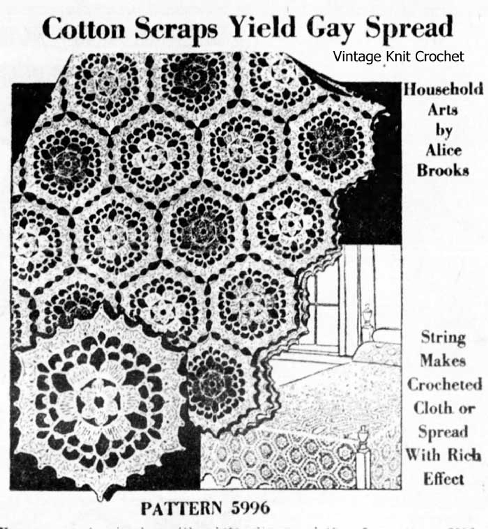Crochet Flower Medallion Bedspread Tablecloth Pattern Alice Brooks