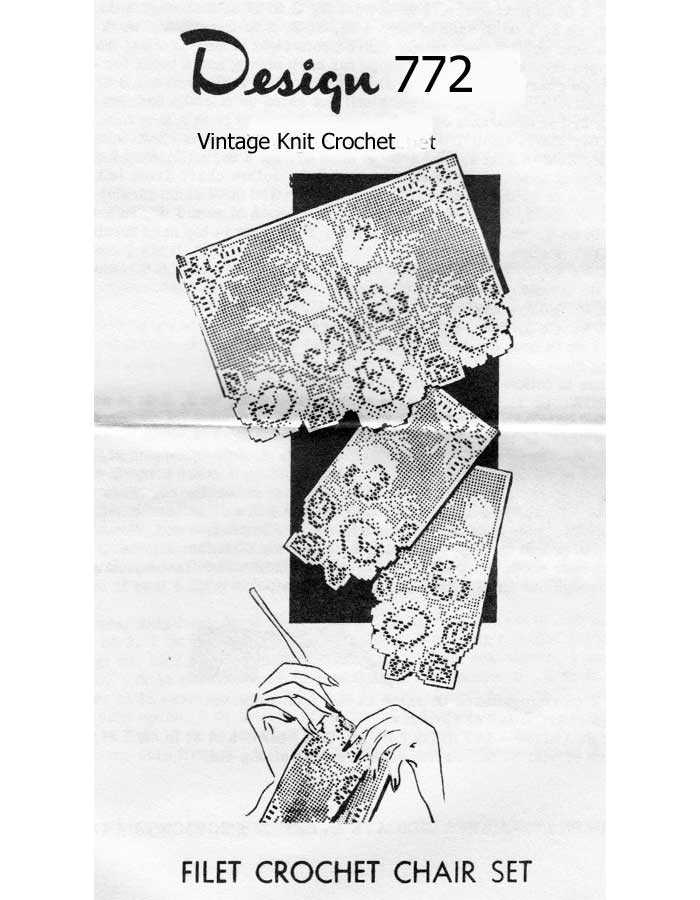 Filet Crochet Monogram Chair Doily Pattern Set Laura wheeler 1399