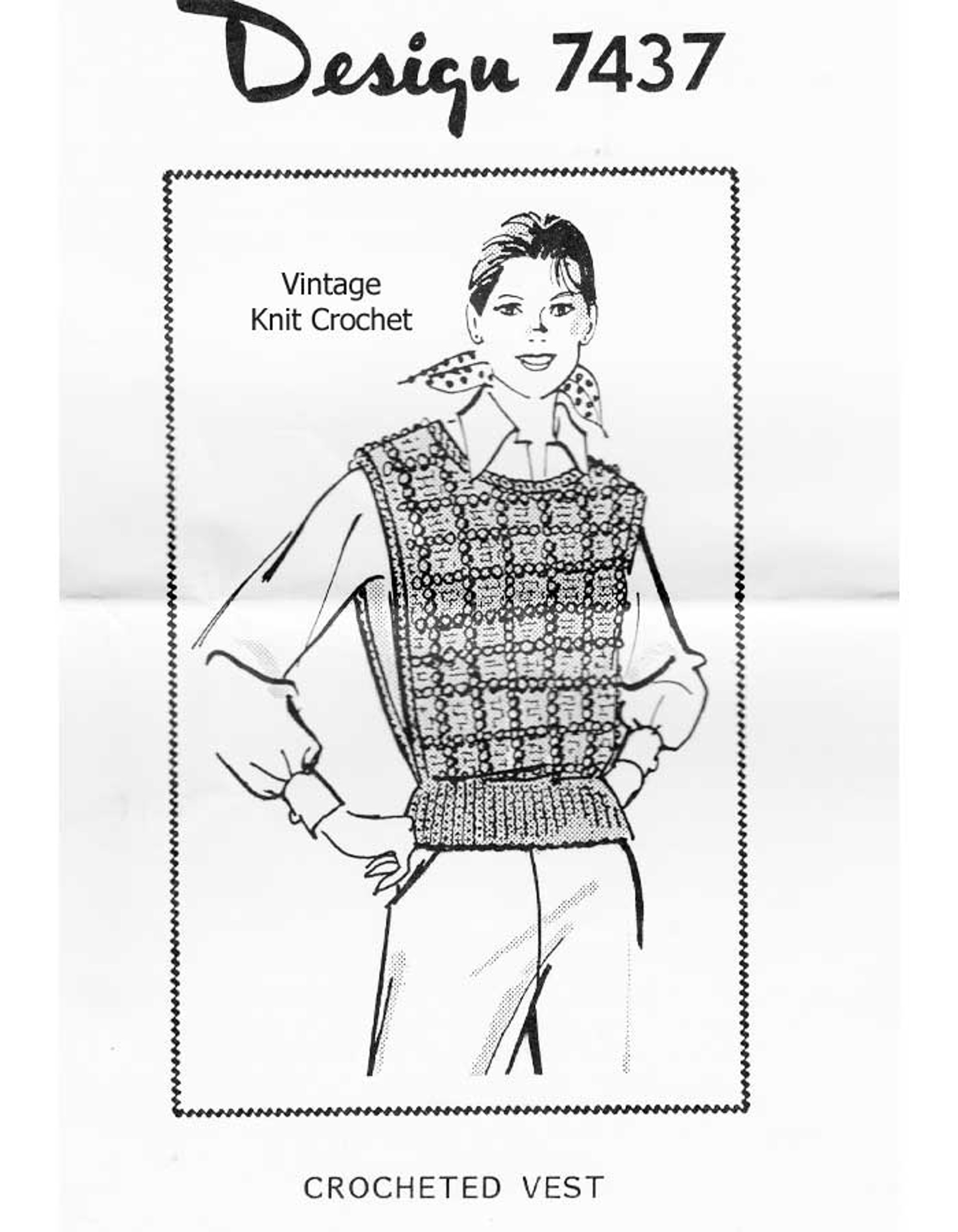 Crochet Tabard Vest Pattern Popcorn Stitch Design 7437