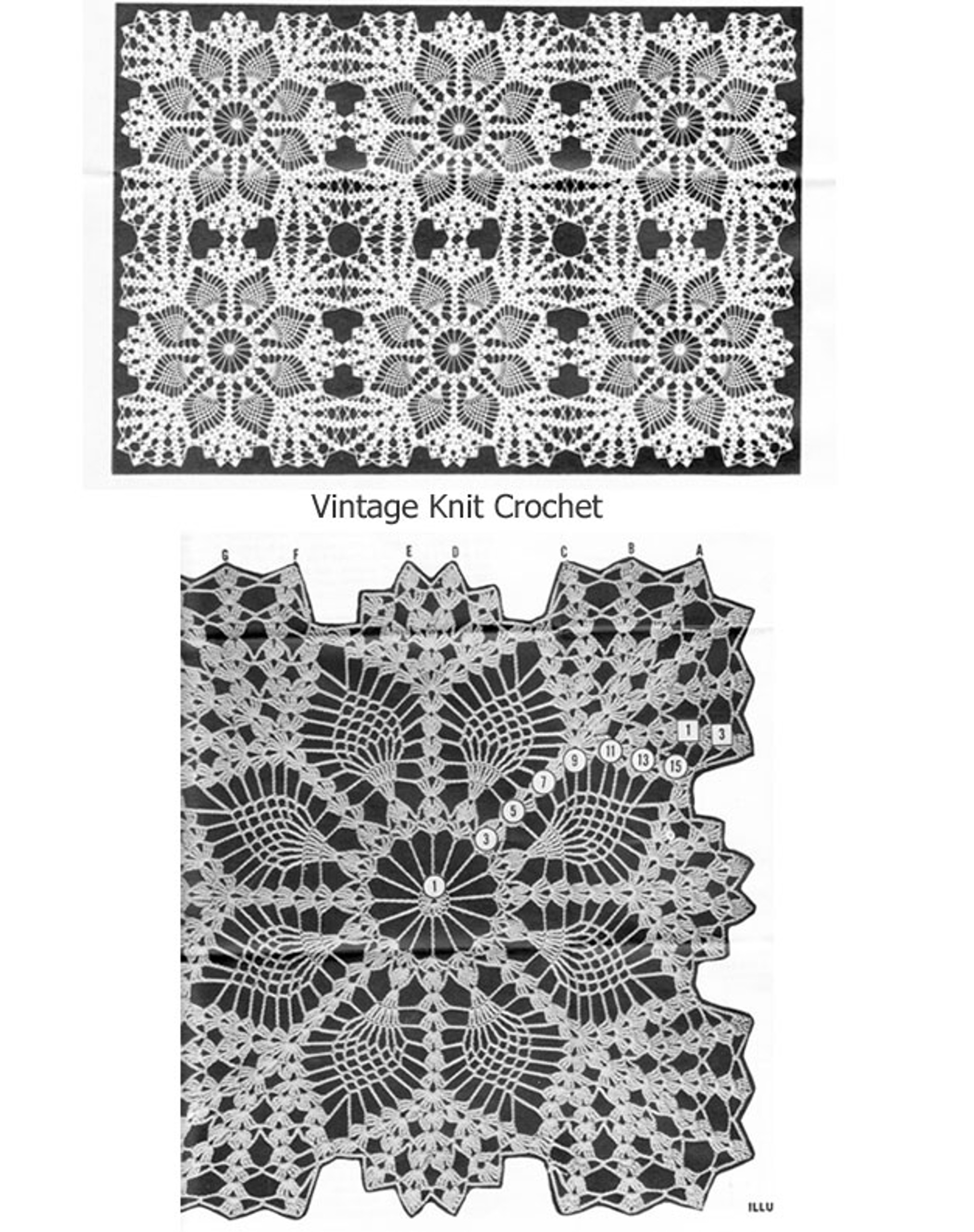 Crochet Pineapple Square Pattern Tablecloth Runner Pillow Mail Order