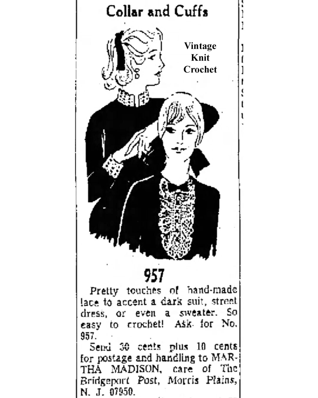Vintage Crochet Lace Jabot Pattern No 244