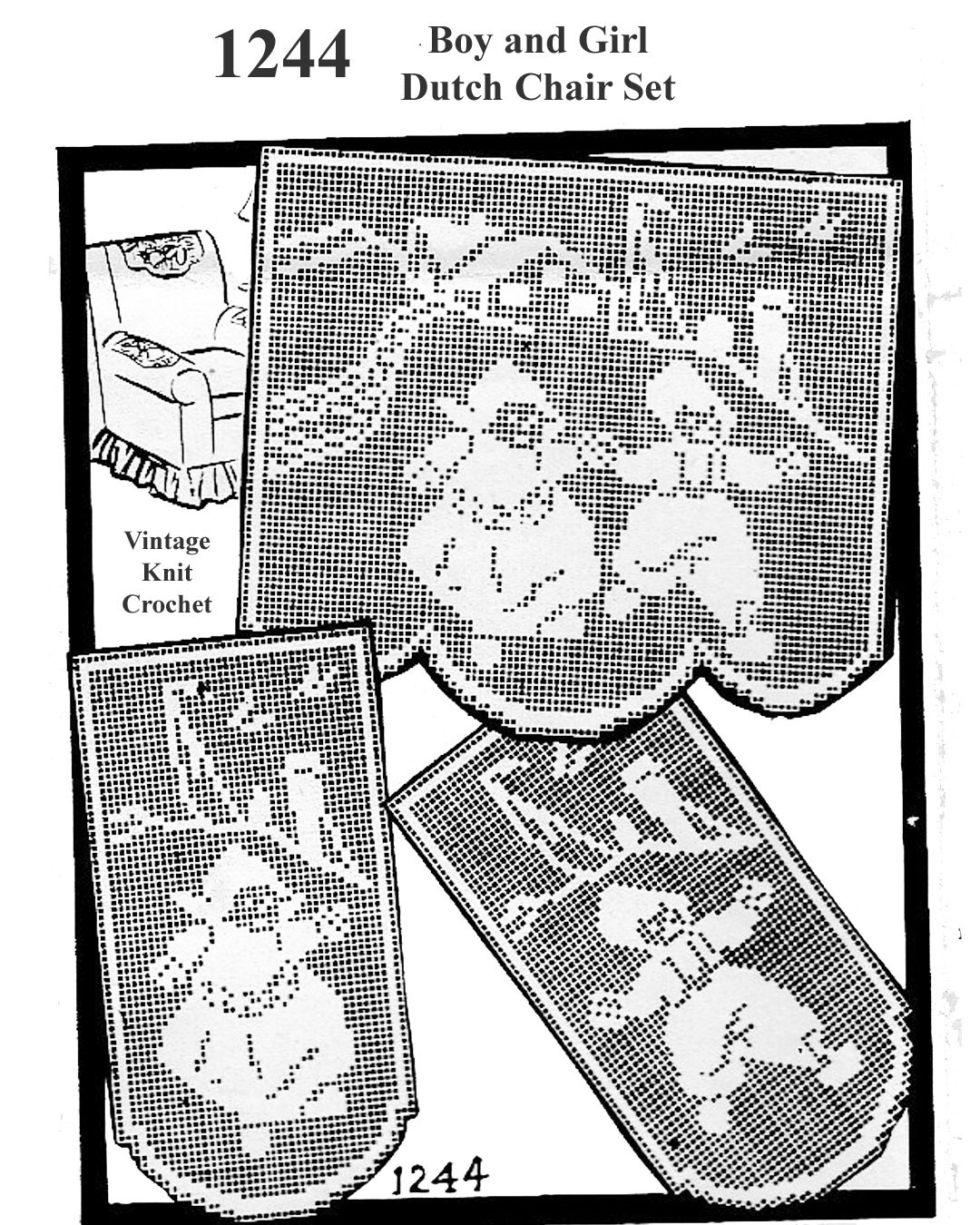 Dutch Girl Boy Crochet Potholder Pattern 2081