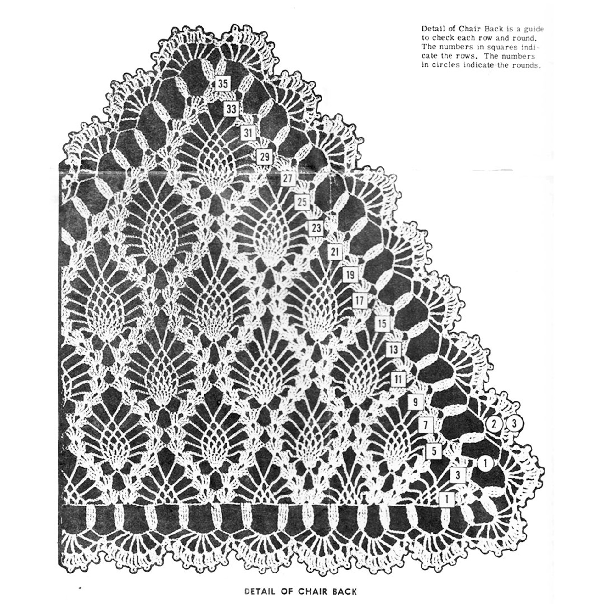 Vintage Crochet Chair Doily Pattern Pineapple Motif In Triangle Shape