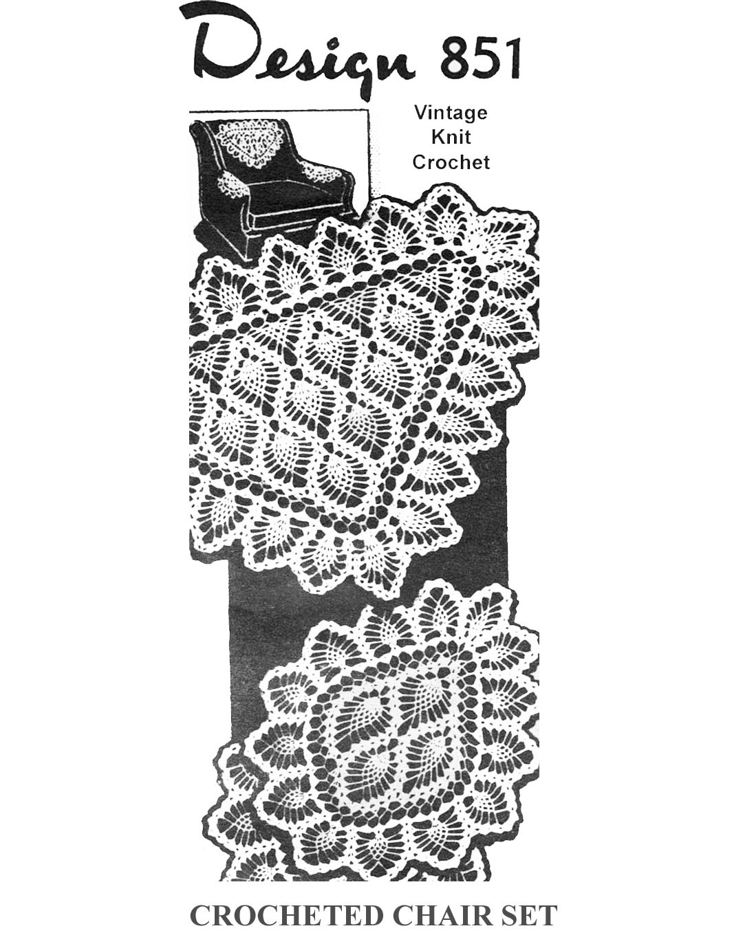 Vintage crochet chair doily pattern , pineapple motif in triangle shape ...