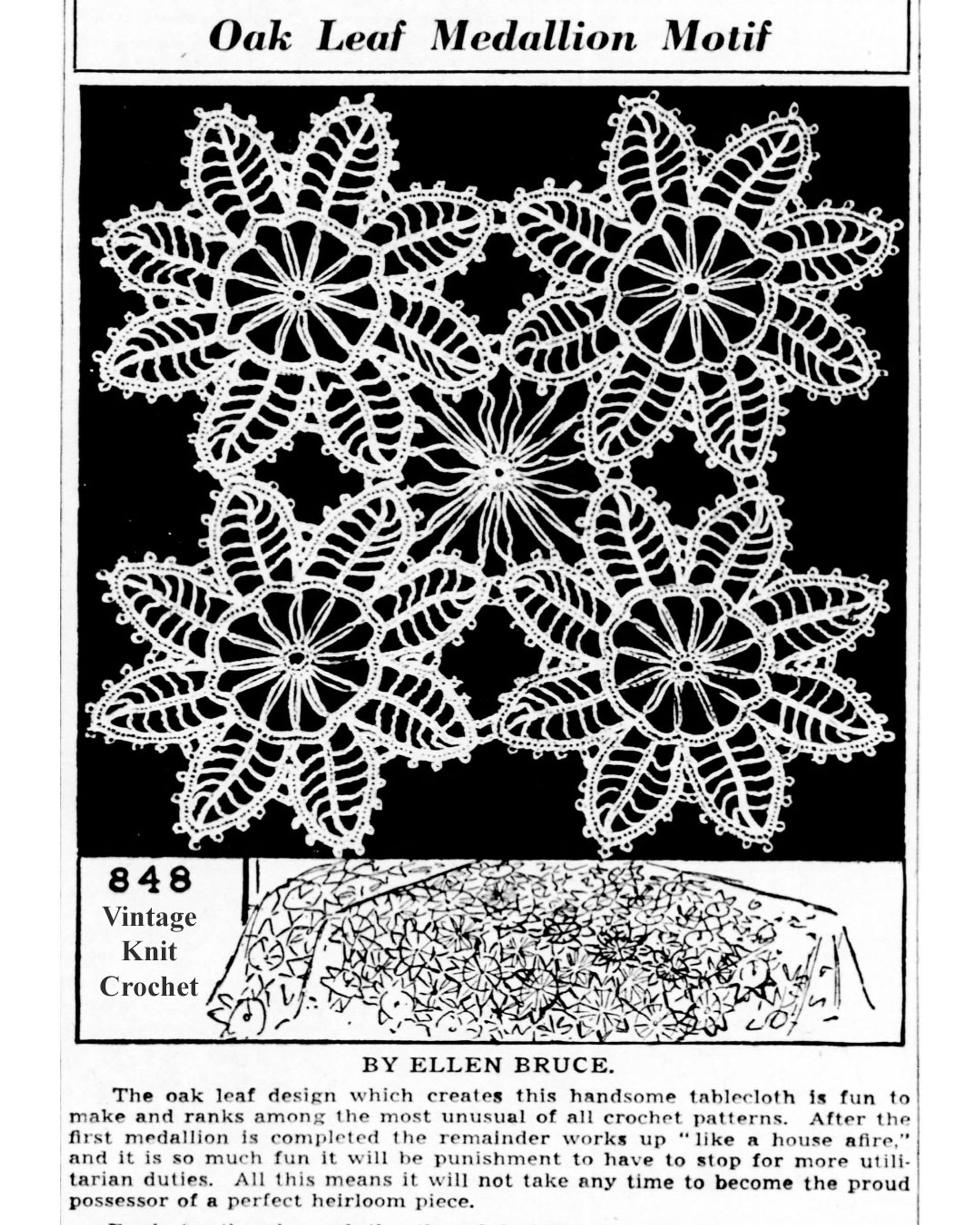 Easy Crochet Square Tablecloth Pattern Laura Wheeler 557 Mail Order Desing