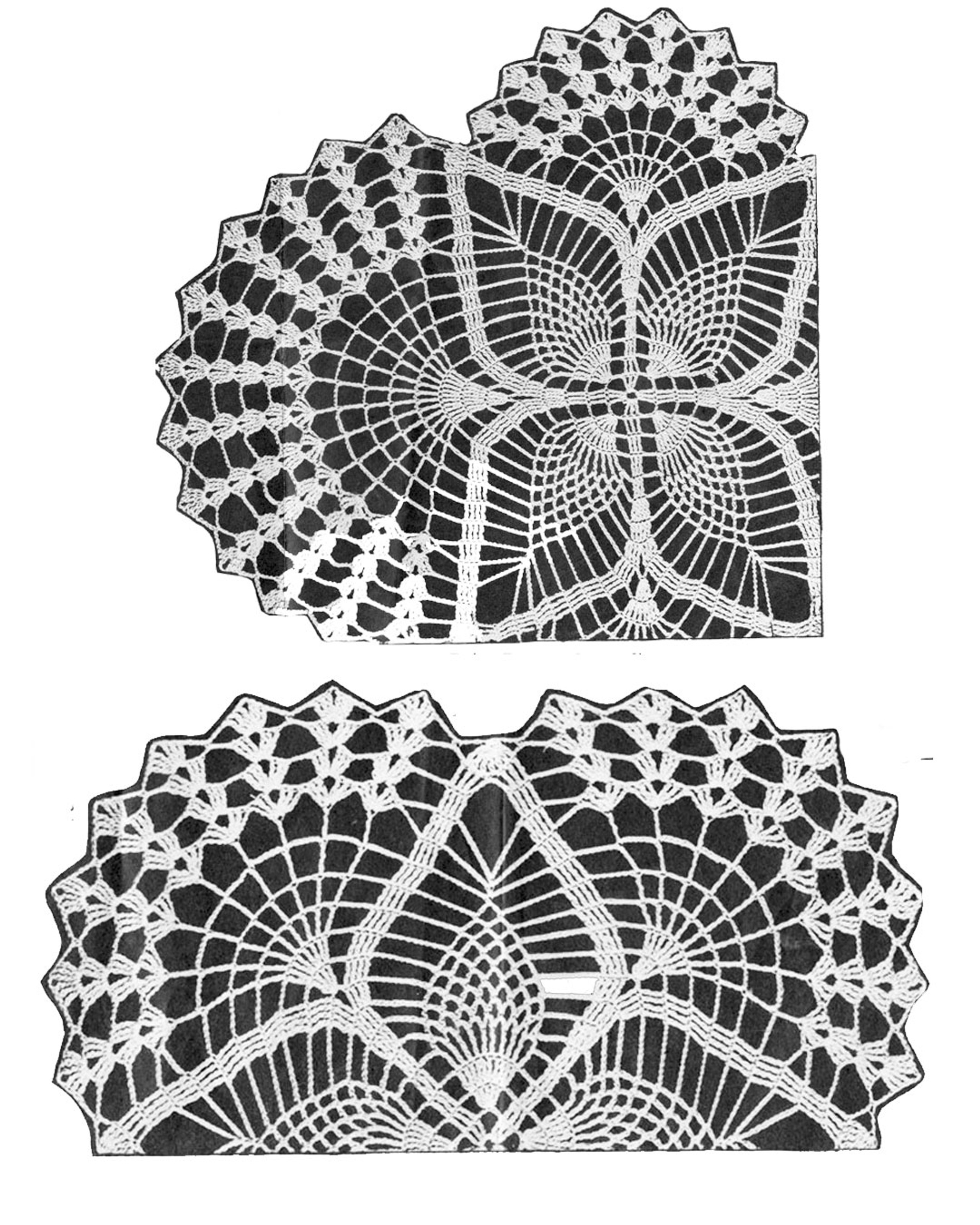 Small Pineapple Crochet Doilies Pattern Three Designs Round Oval